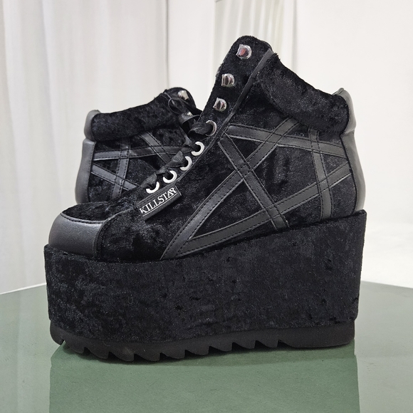 Killstar | Shoes | Killstar Velvet Black Platform Sneakers Womens Size ...